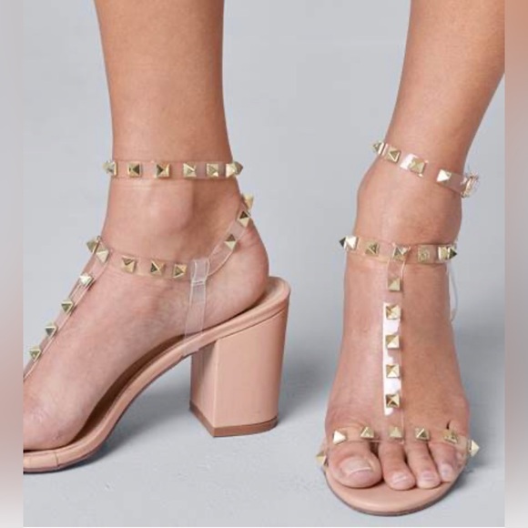 Wild Diva | Shoes | New Transparent Studded Block Heels | Poshmark